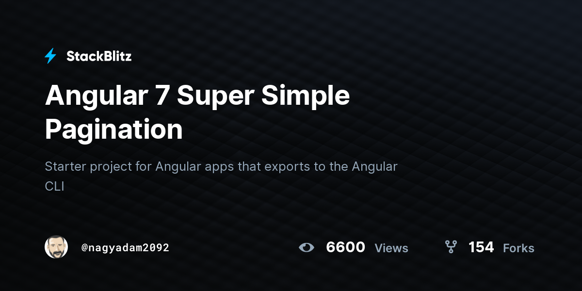 Angular 7 Super Simple Pagination - StackBlitz