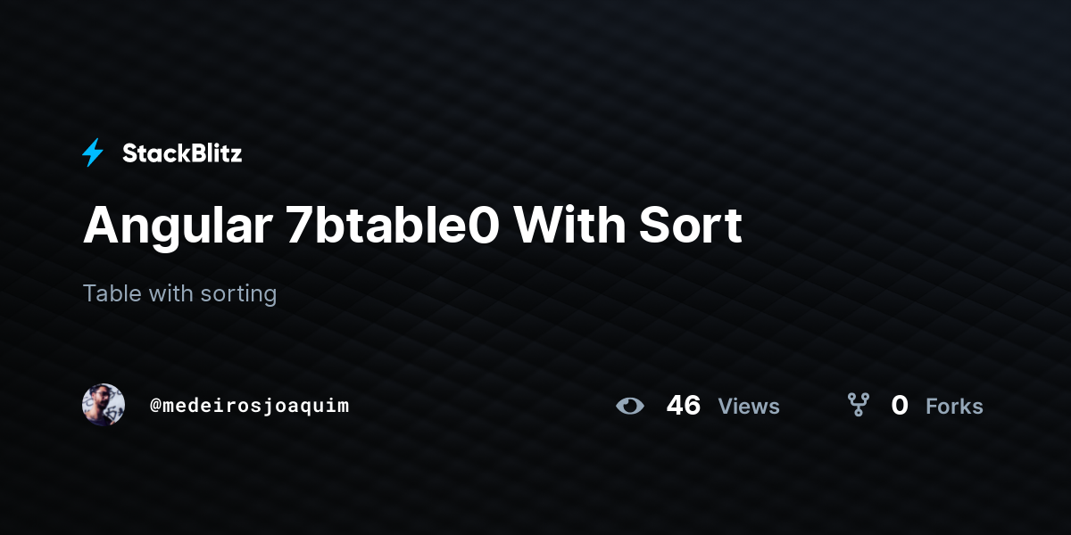 Angular 7btable0 With Sort - StackBlitz