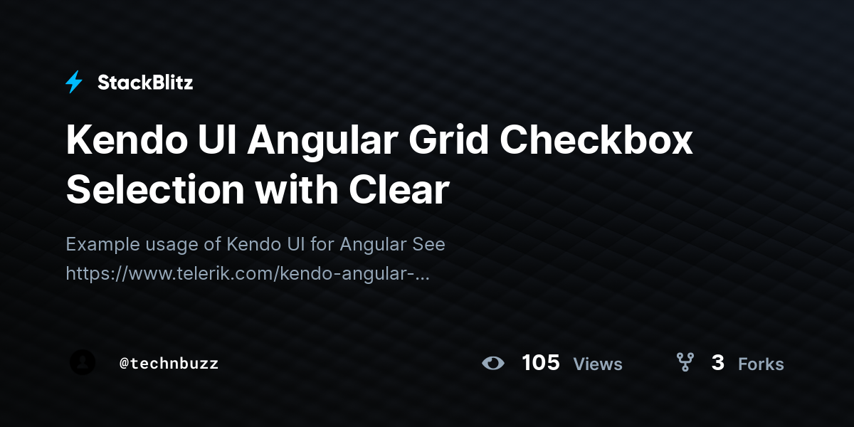 Kendo UI Angular Grid Checkbox Selection with Clear - StackBlitz