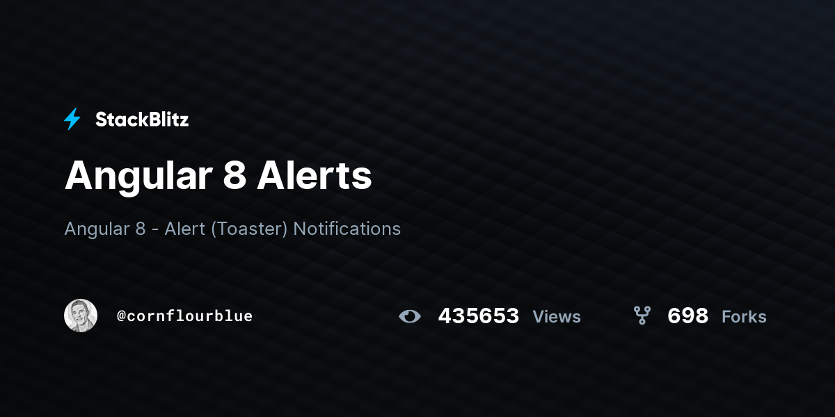 Angular 8 Alerts Stackblitz 