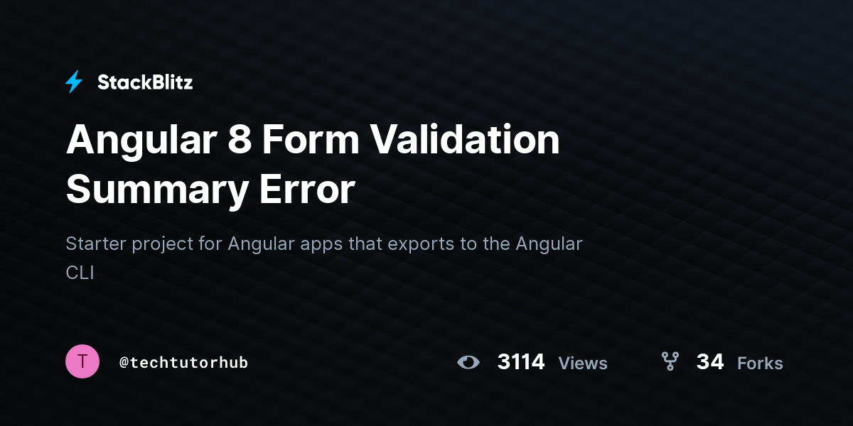 Angular 8 Form Validation Summary Error - StackBlitz