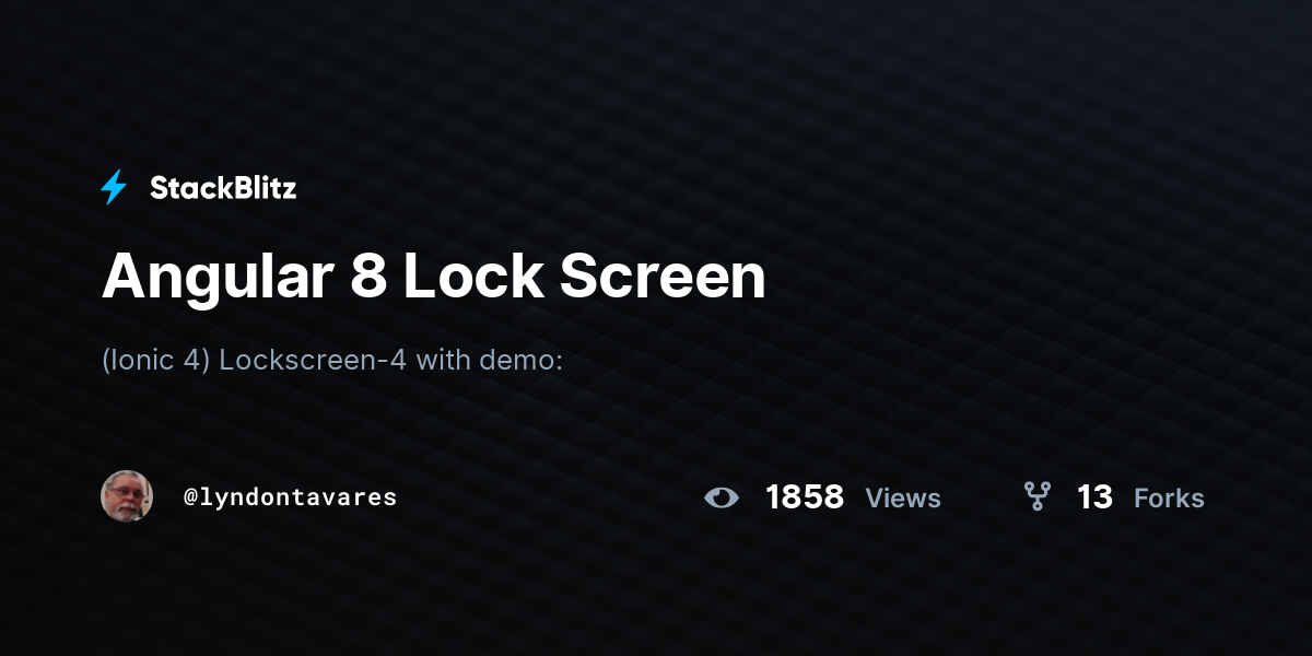 Angular 8 Lock Screen Stackblitz