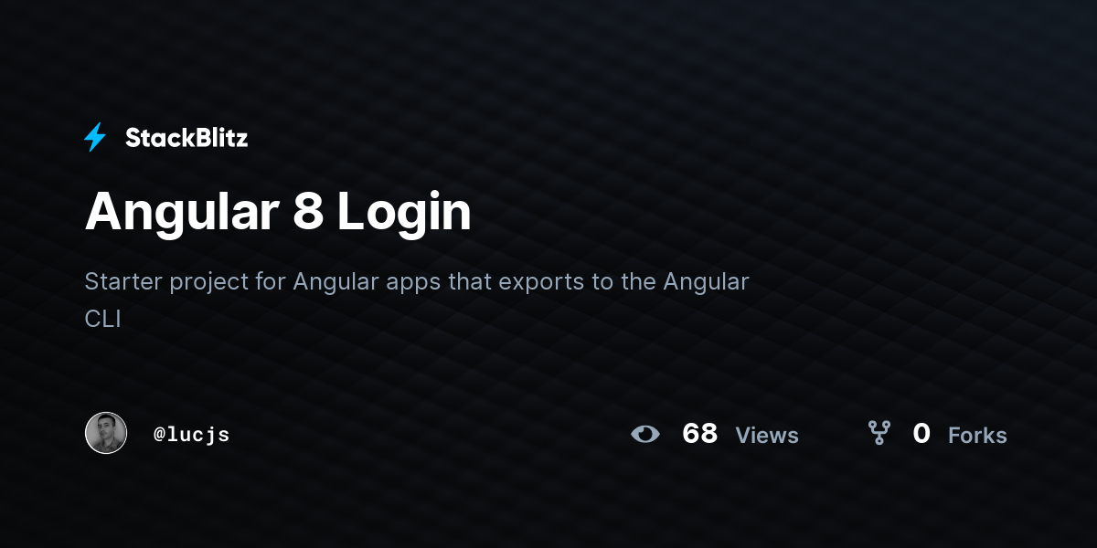 Angular 8 Login - StackBlitz