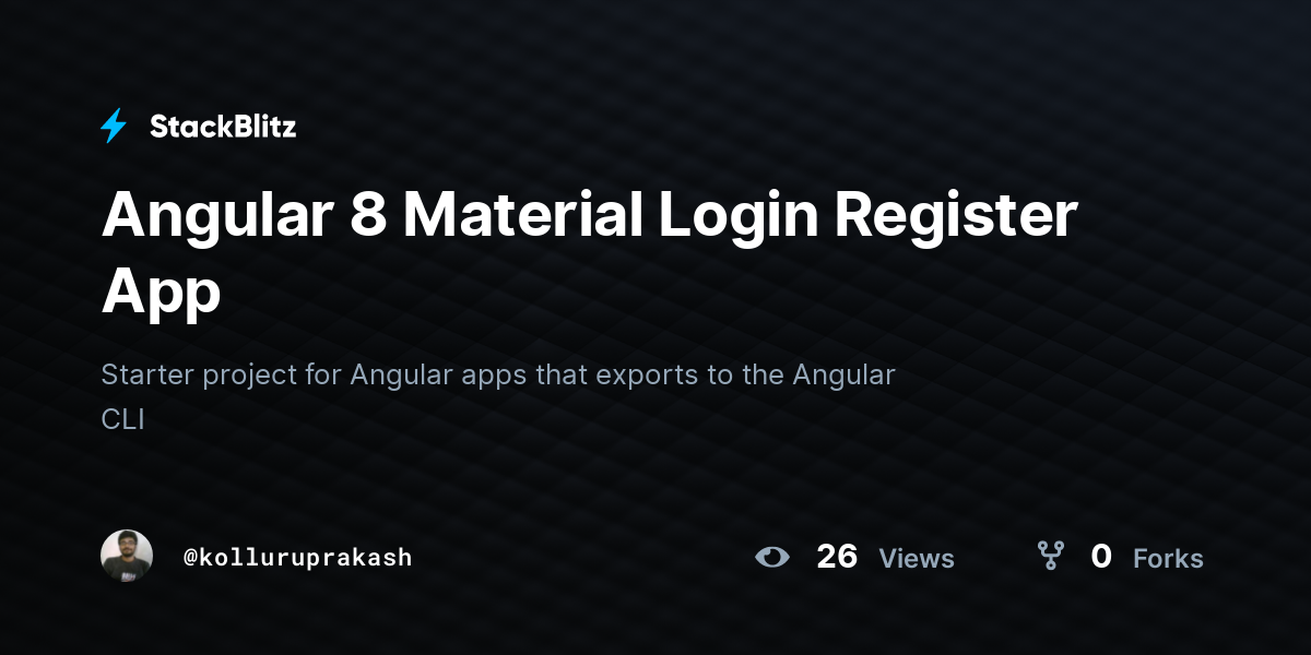 Angular 8 Material Login Register App - StackBlitz Angular 8 Material Login Register App - StackBlitz