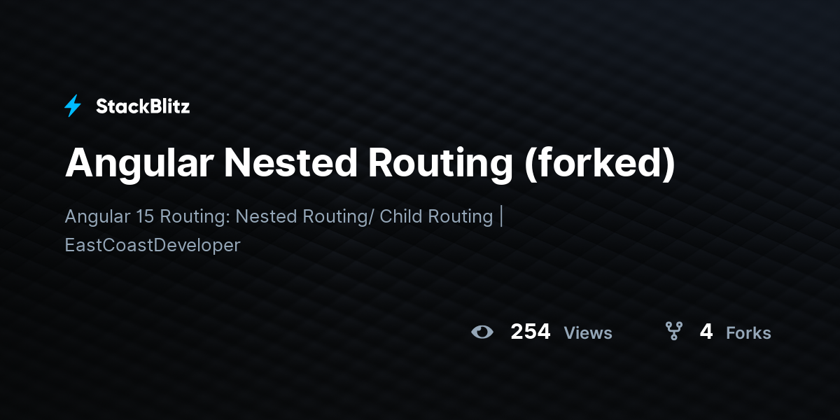Angular Nested Routing (forked) - StackBlitz