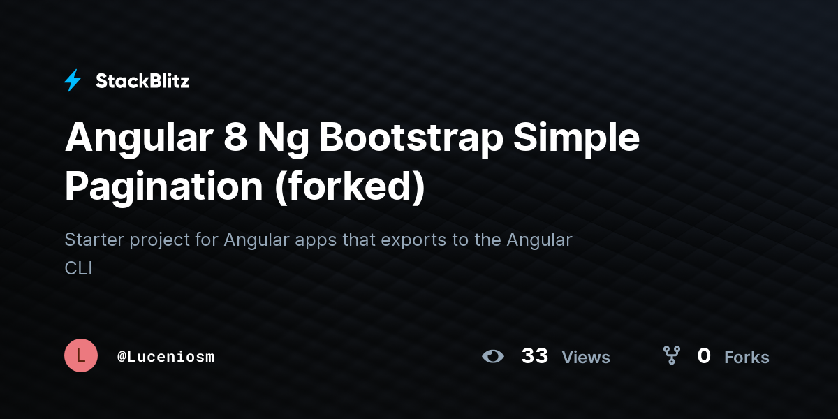 Angular 8 Ng Bootstrap Simple Pagination (forked) - StackBlitz Angular 8 Ng Bootstrap Simple Pagination (forked) - StackBlitz