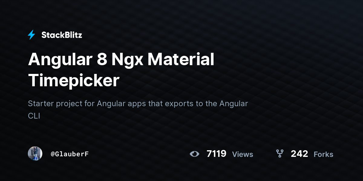 Angular 8 Ngx Material Timepicker Stackblitz