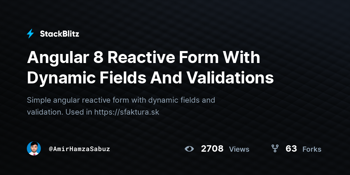 Angular 8 Reactive Form With Dynamic Fields And Validations - StackBlitz