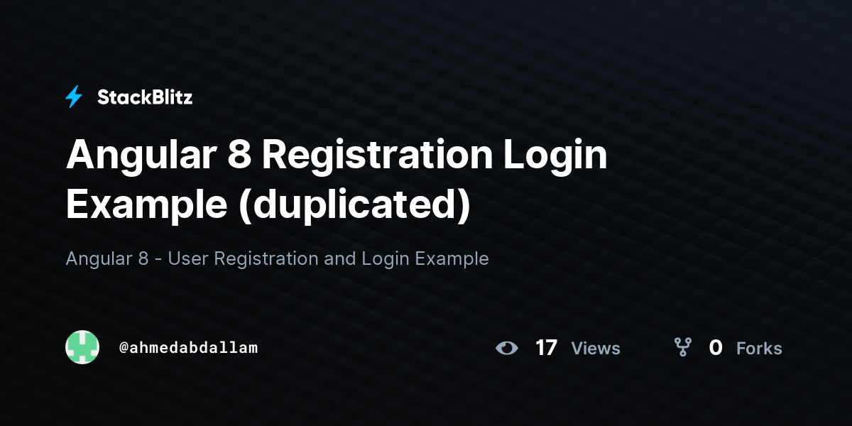Angular 8 Registration Login Example (duplicated) - StackBlitz