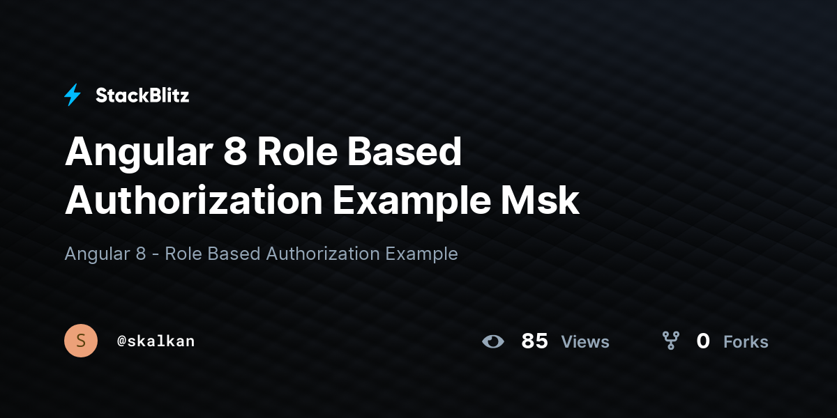 Angular 8 Role Based Authorization Example Msk - StackBlitz