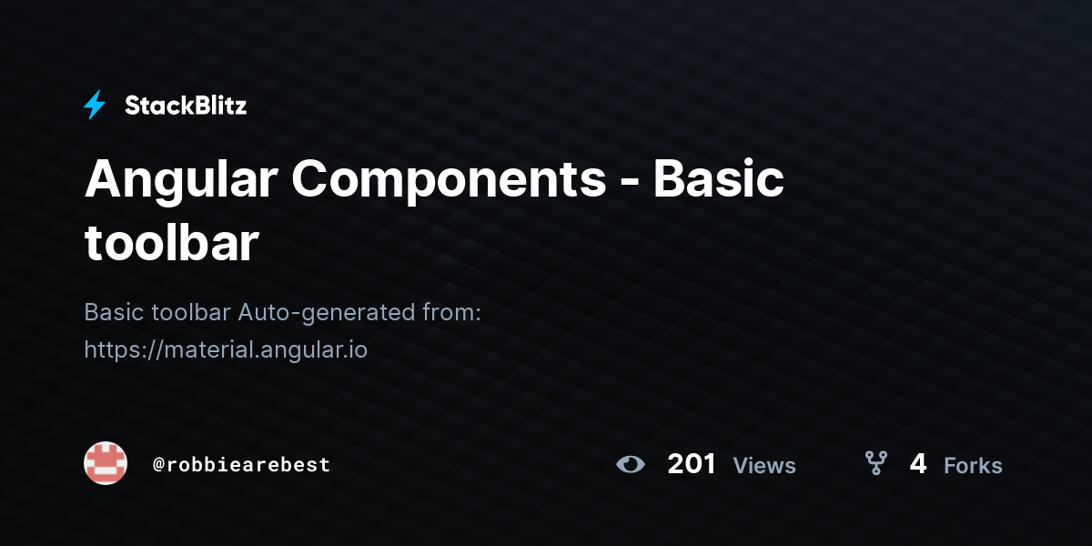 Angular Components - Basic toolbar - StackBlitz