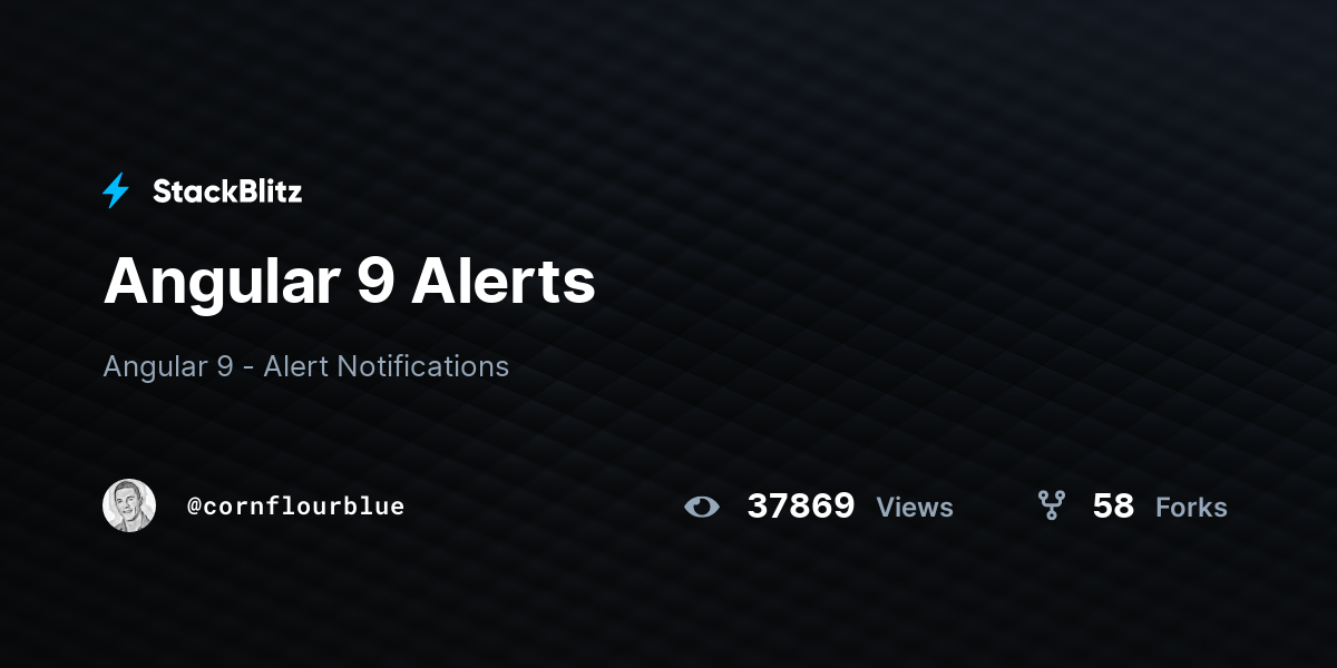 Angular 9 Alerts - StackBlitz