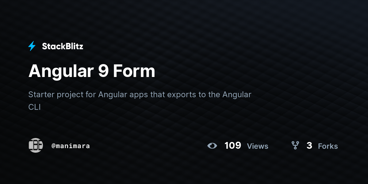 Angular 9 Form StackBlitz