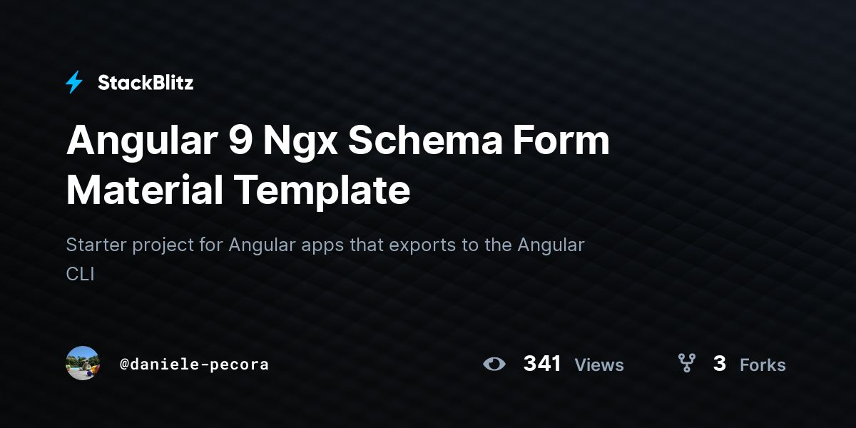 Angular 9 Ngx Schema Form Material Template - StackBlitz