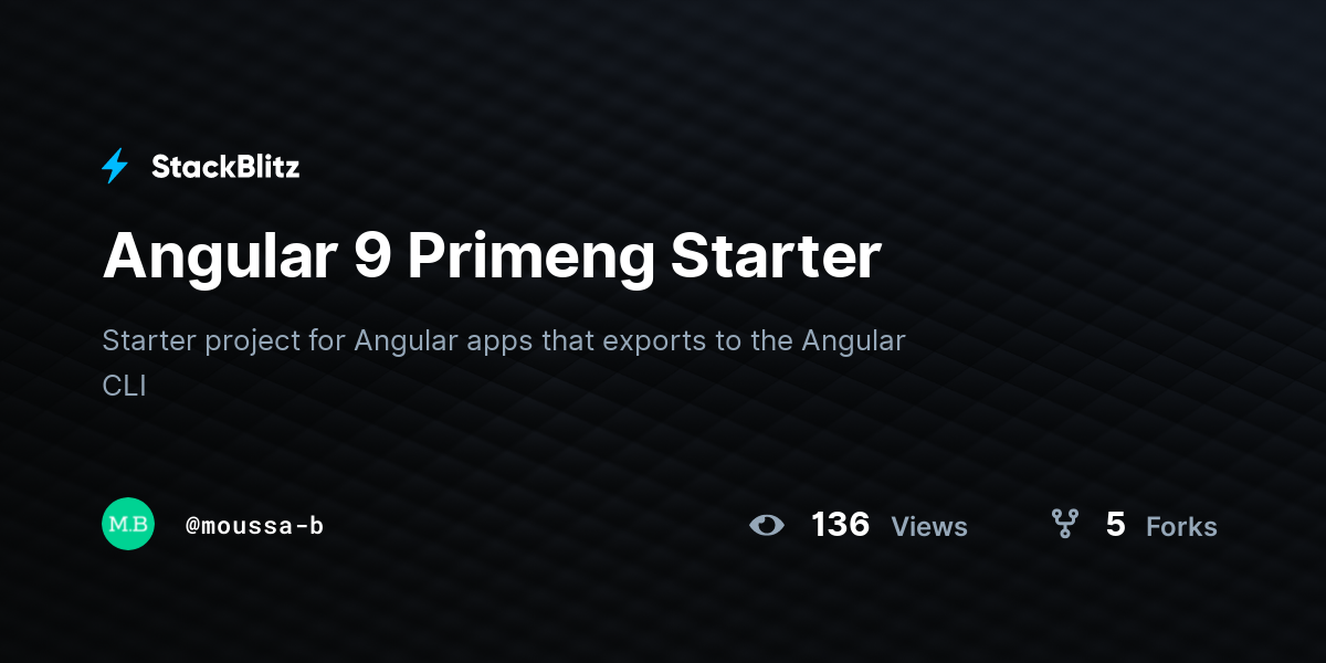 Angular 9 Primeng Starter - StackBlitz