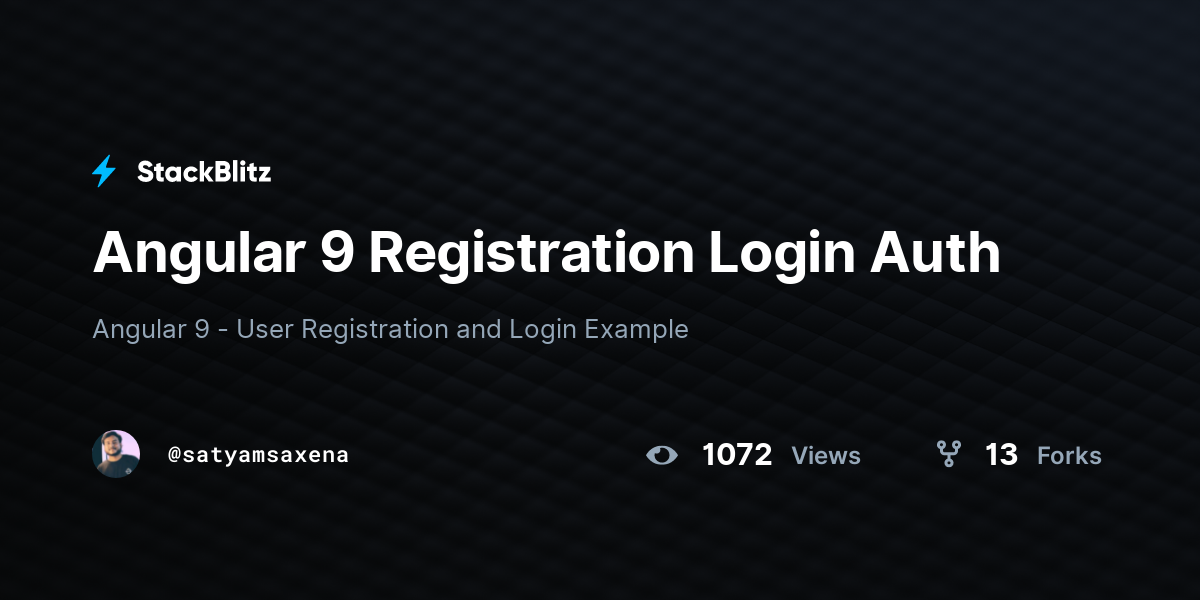Angular 9 Registration Login Auth - StackBlitz