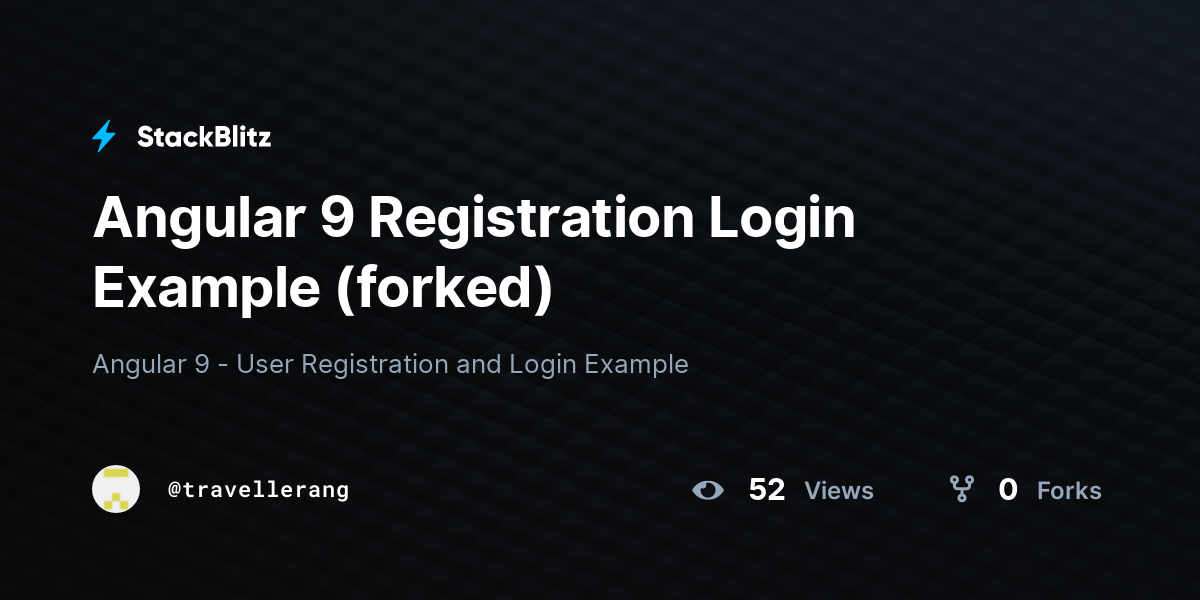 Angular 9 Registration Login Example (forked) - StackBlitz Angular 9 Registration Login Example (forked) - StackBlitz