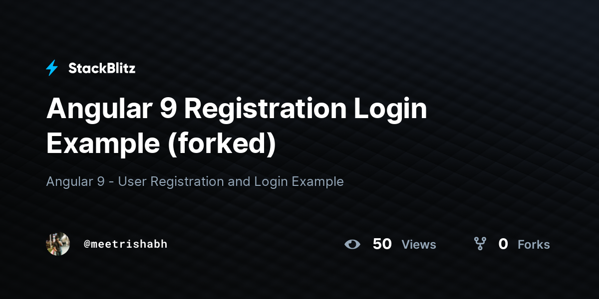 Angular 9 Registration Login Example (forked) - StackBlitz Angular 9 Registration Login Example (forked) - StackBlitz