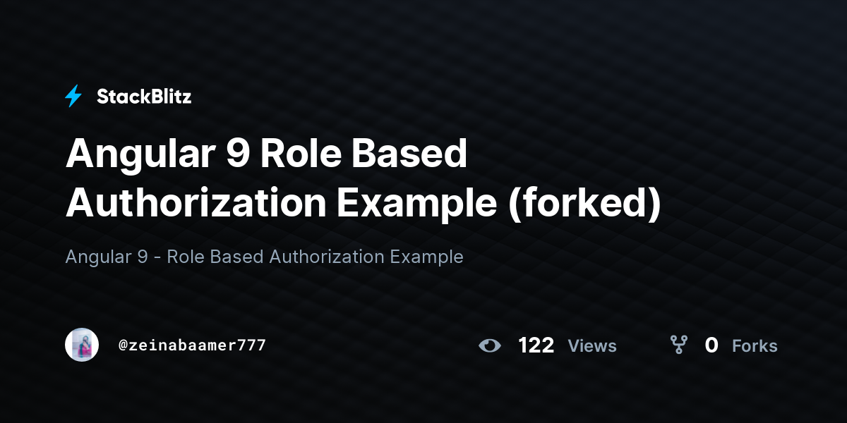 Angular 9 Role Based Authorization Example (forked) - StackBlitz Angular 9 Role Based Authorization Example (forked) - StackBlitz
