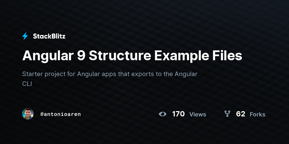 Angular 9 Structure Example Files - StackBlitz