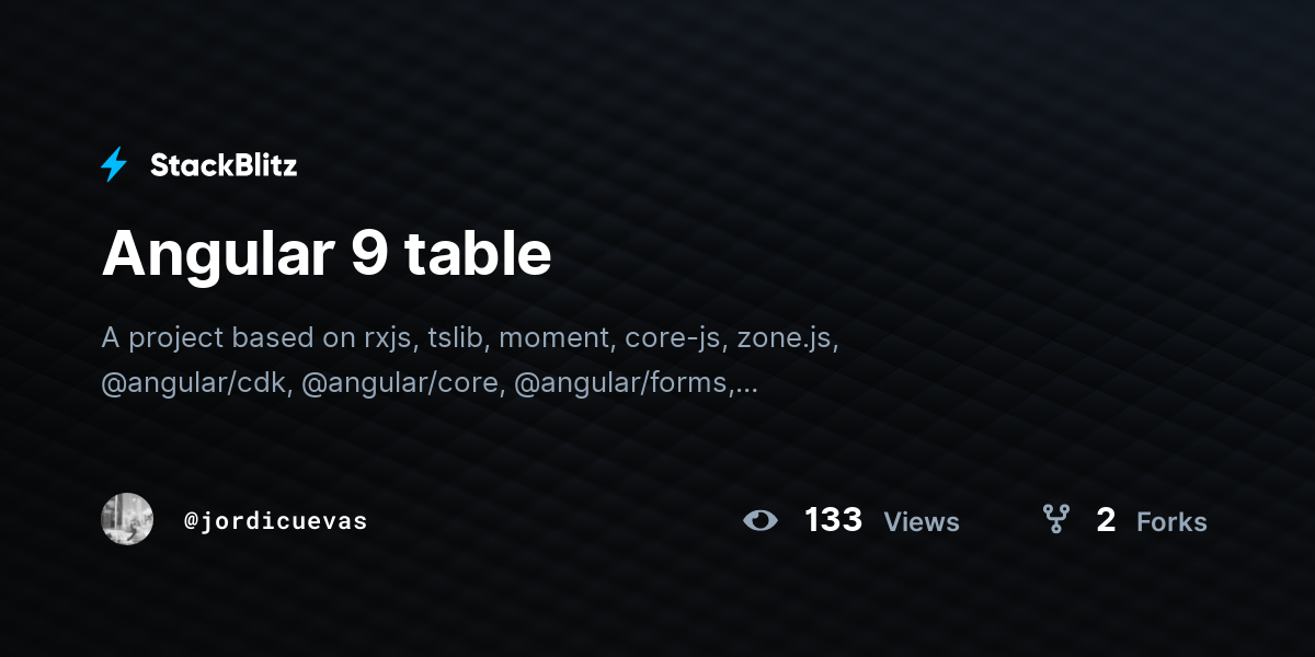 Angular 9 table - StackBlitz