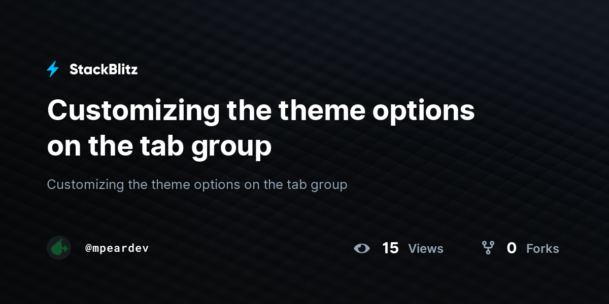 Customizing the theme options on the tab group - StackBlitz