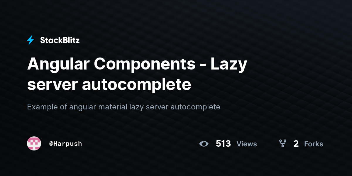 Angular Components - Lazy server autocomplete - StackBlitz
