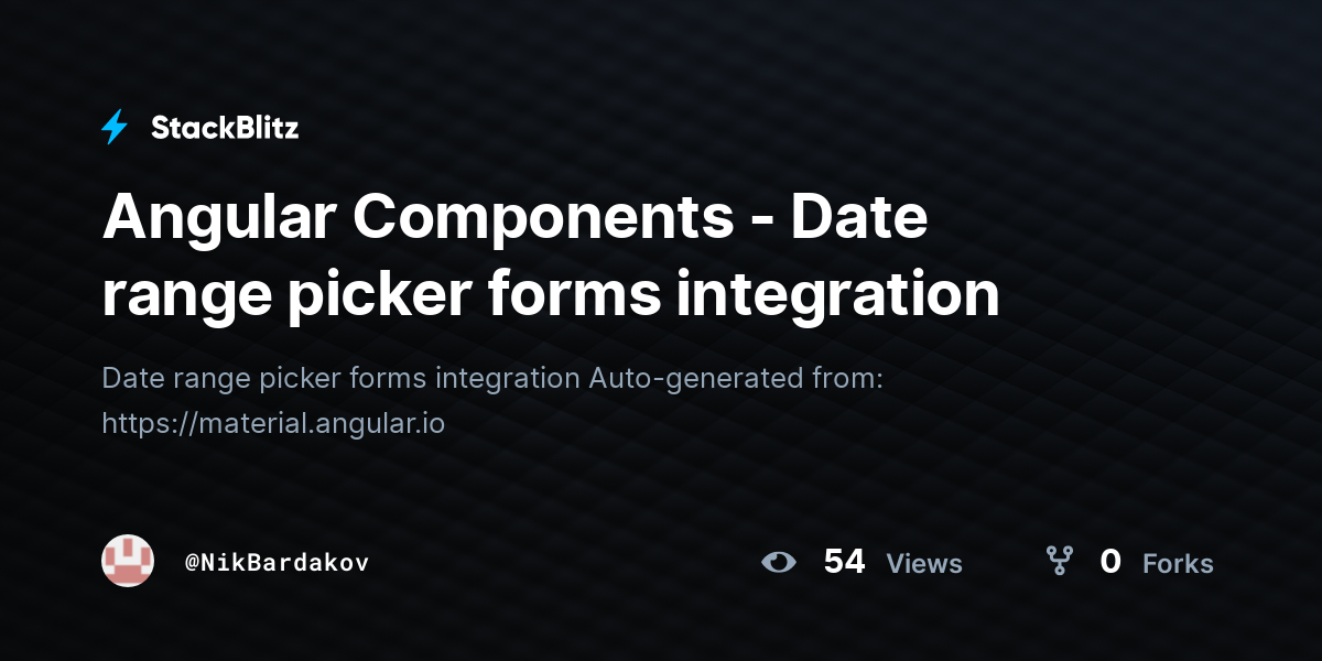 Angular Components Date Range Picker Forms Integration Stackblitz 9495