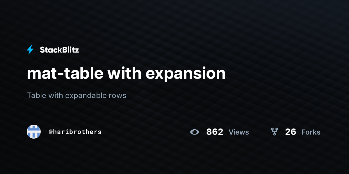 mat-table with expansion - StackBlitz