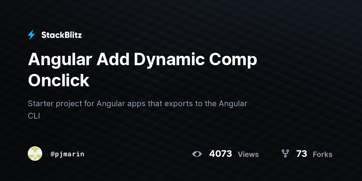 Angular Add Dynamic Comp Onclick - StackBlitz