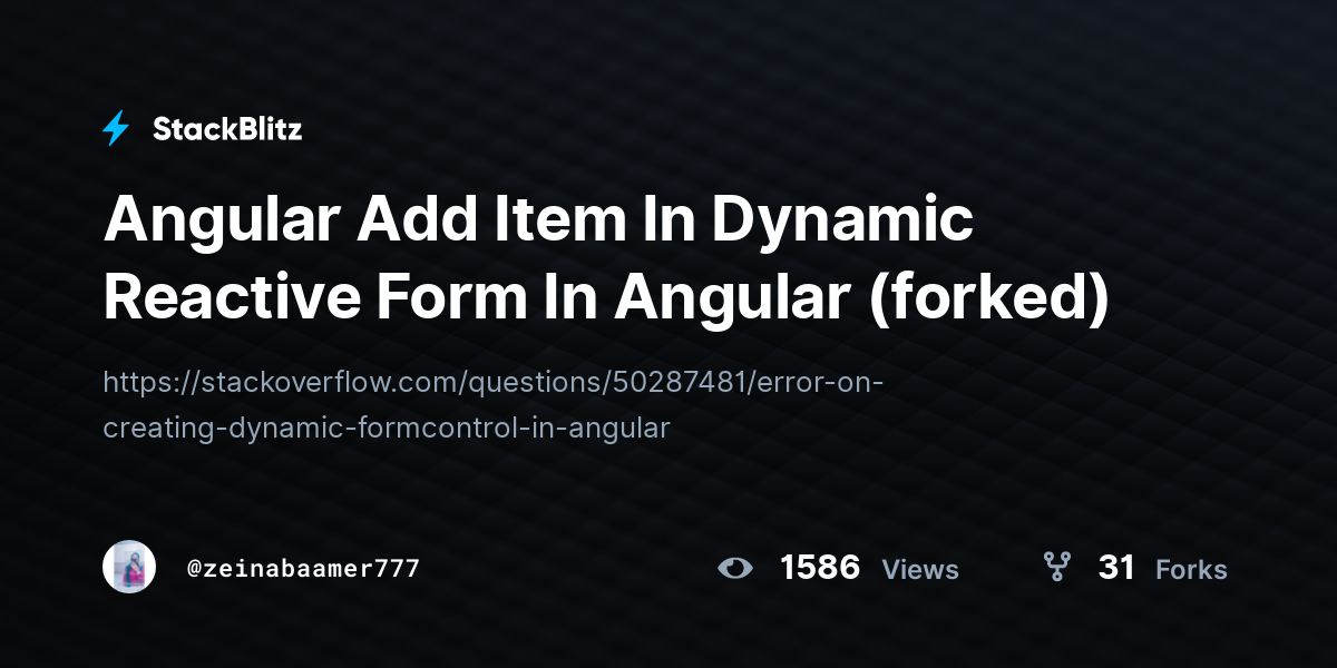 Angular Add Item In Dynamic Reactive Form In Angular Forked Stackblitz 3025