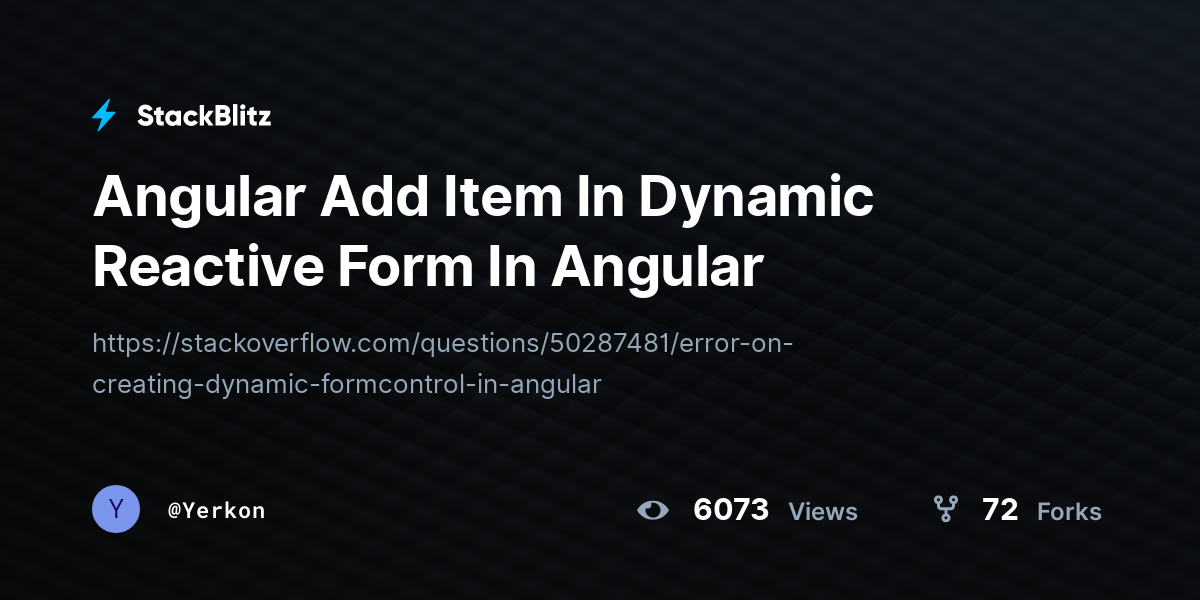 Angular Add Item In Dynamic Reactive Form In Angular - StackBlitz