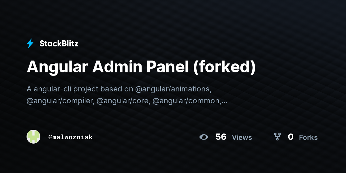 Angular Admin Panel (forked) - StackBlitz
