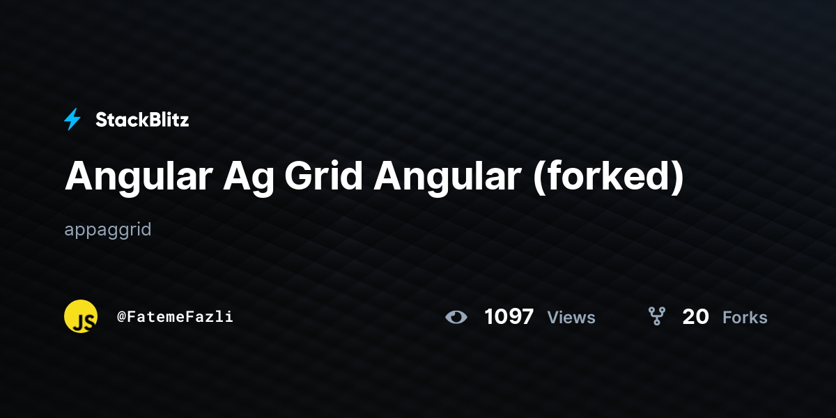Angular Ag Grid Angular (forked) - StackBlitz