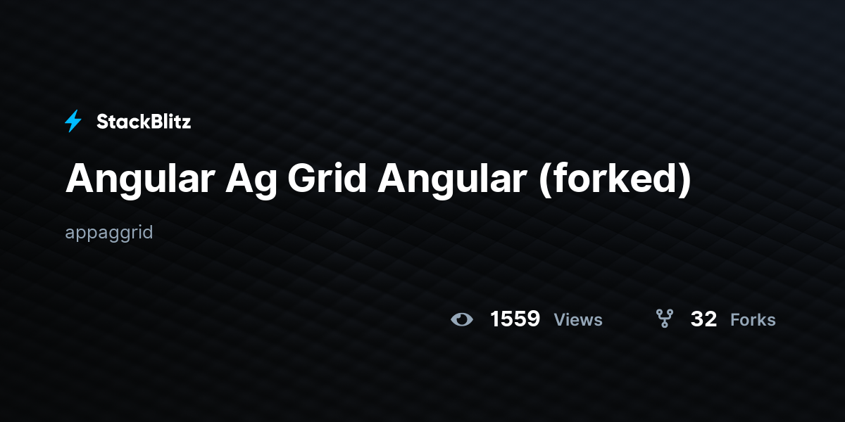 Angular Ag Grid Angular (forked) - StackBlitz