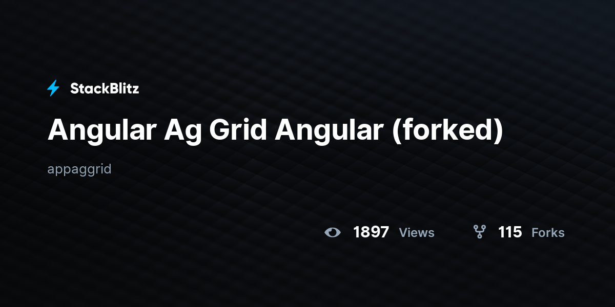 Angular Ag Grid Angular (forked) - StackBlitz