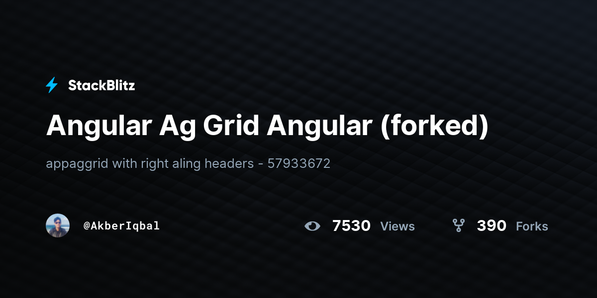 Angular Ag Grid Angular (forked) - StackBlitz