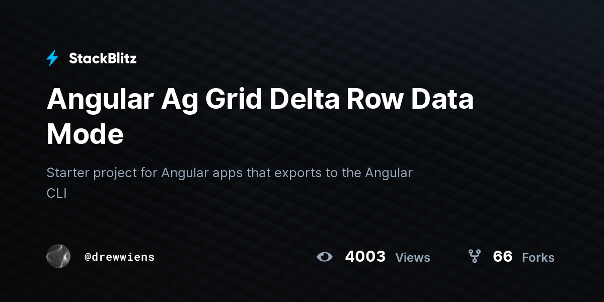Angular Ag Grid Delta Row Data Mode - StackBlitz