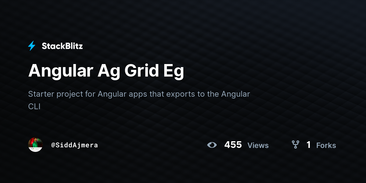 Angular Ag Grid Eg - StackBlitz