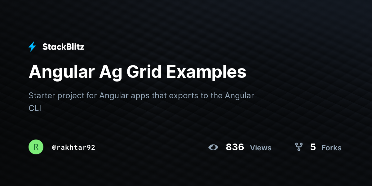 Angular Ag Grid Examples - StackBlitz