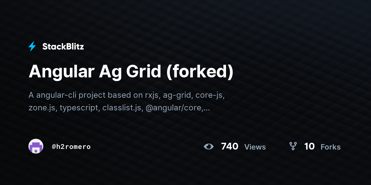 Angular Ag Grid (forked) - StackBlitz