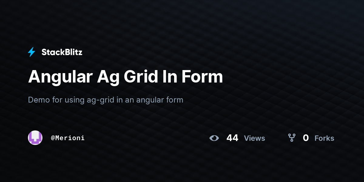 Angular Ag Grid In Form - StackBlitz