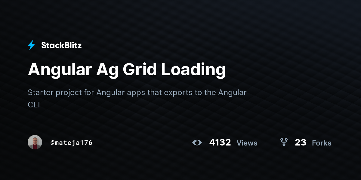 Angular Ag Grid Loading - StackBlitz