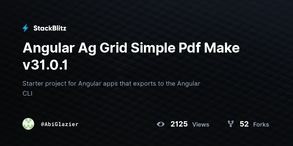 Angular Ag Grid Simple Pdf Make v31.0.1 - StackBlitz