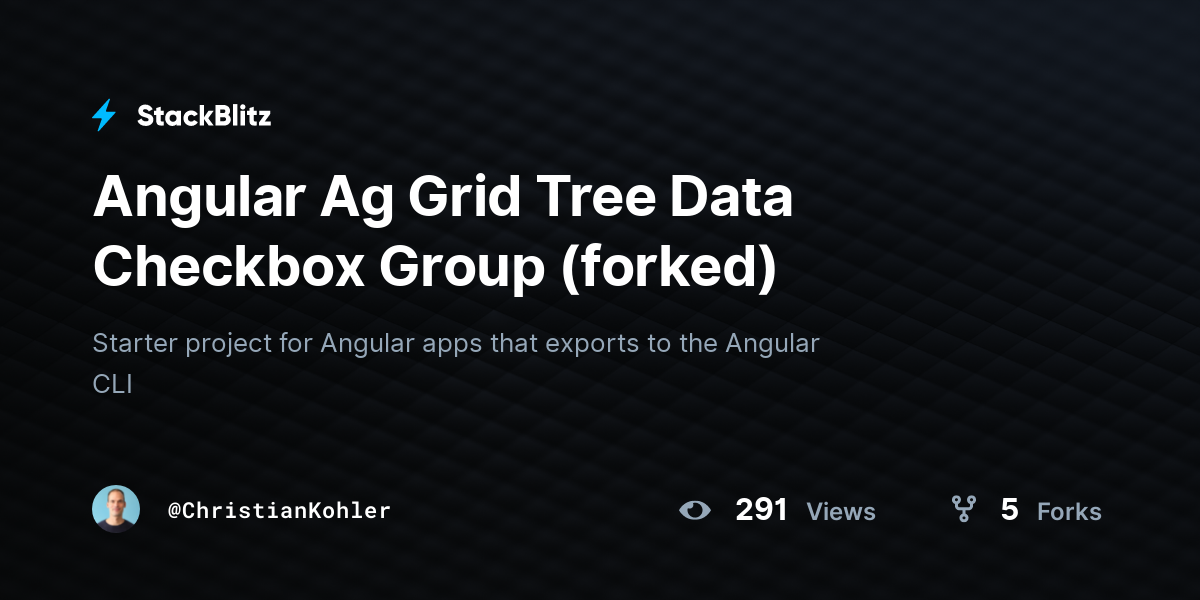 Angular Ag Grid Tree Data Checkbox Group (forked) - StackBlitz