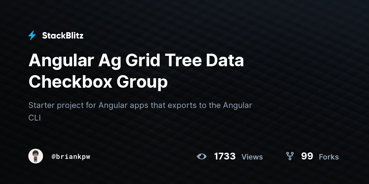 Angular Ag Grid Tree Data Checkbox Group - StackBlitz
