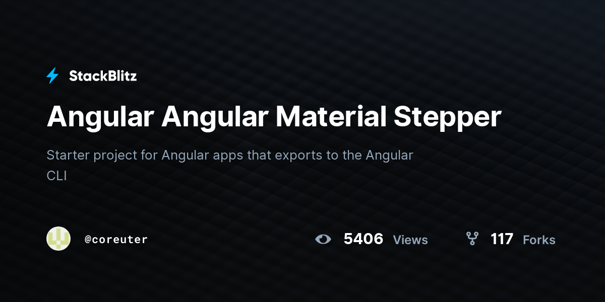 Angular Angular Material Stepper - StackBlitz