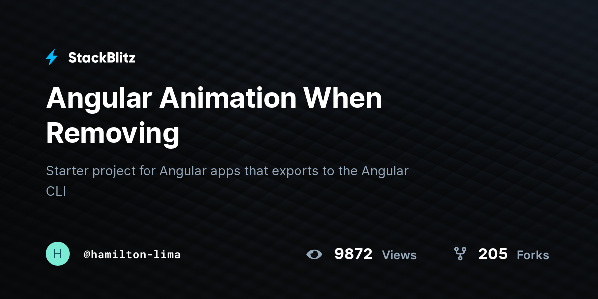 Angular Animation When Removing - StackBlitz Angular Animation When Removing - StackBlitz