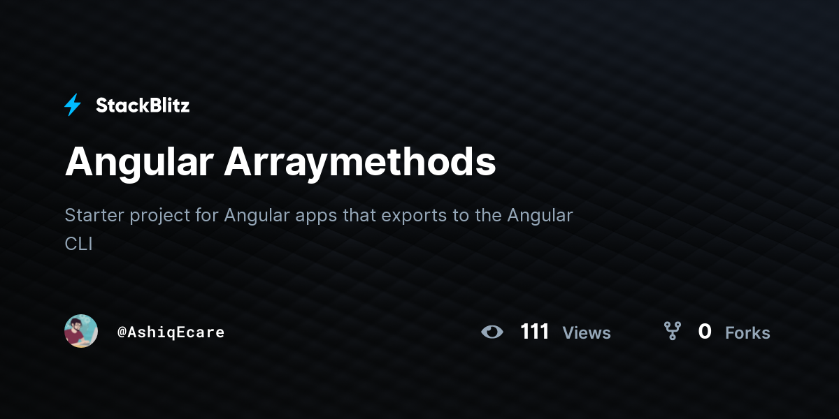 Angular Arraymethods - StackBlitz