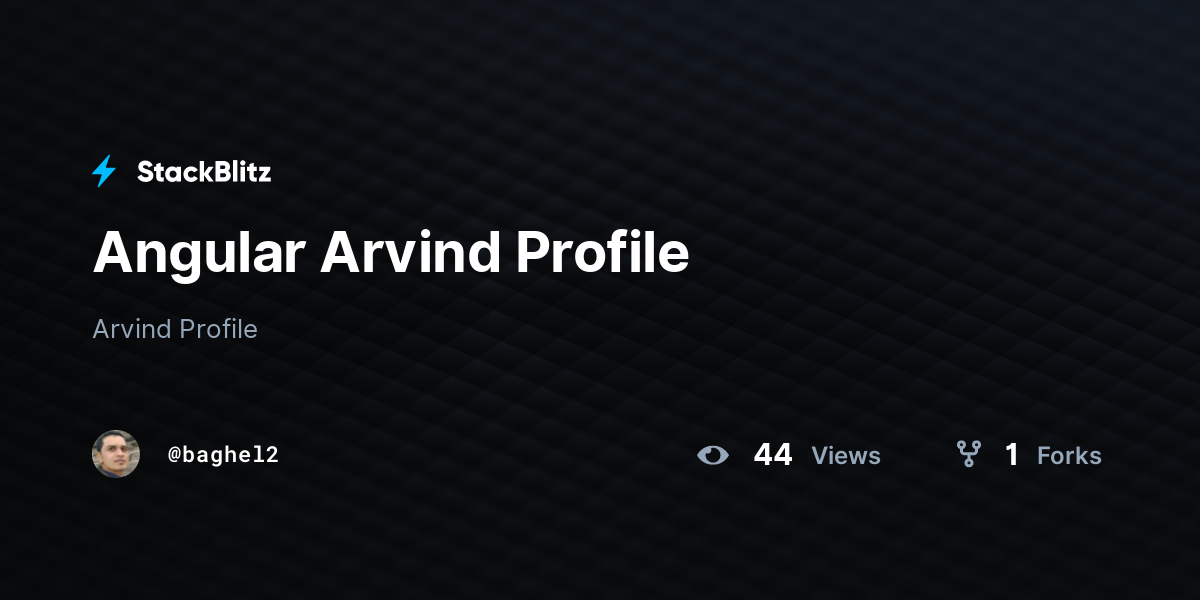 Angular Arvind Profile - StackBlitz